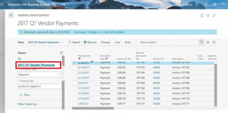 Filtering and Sorting Views in Dynamics 365 Business Central